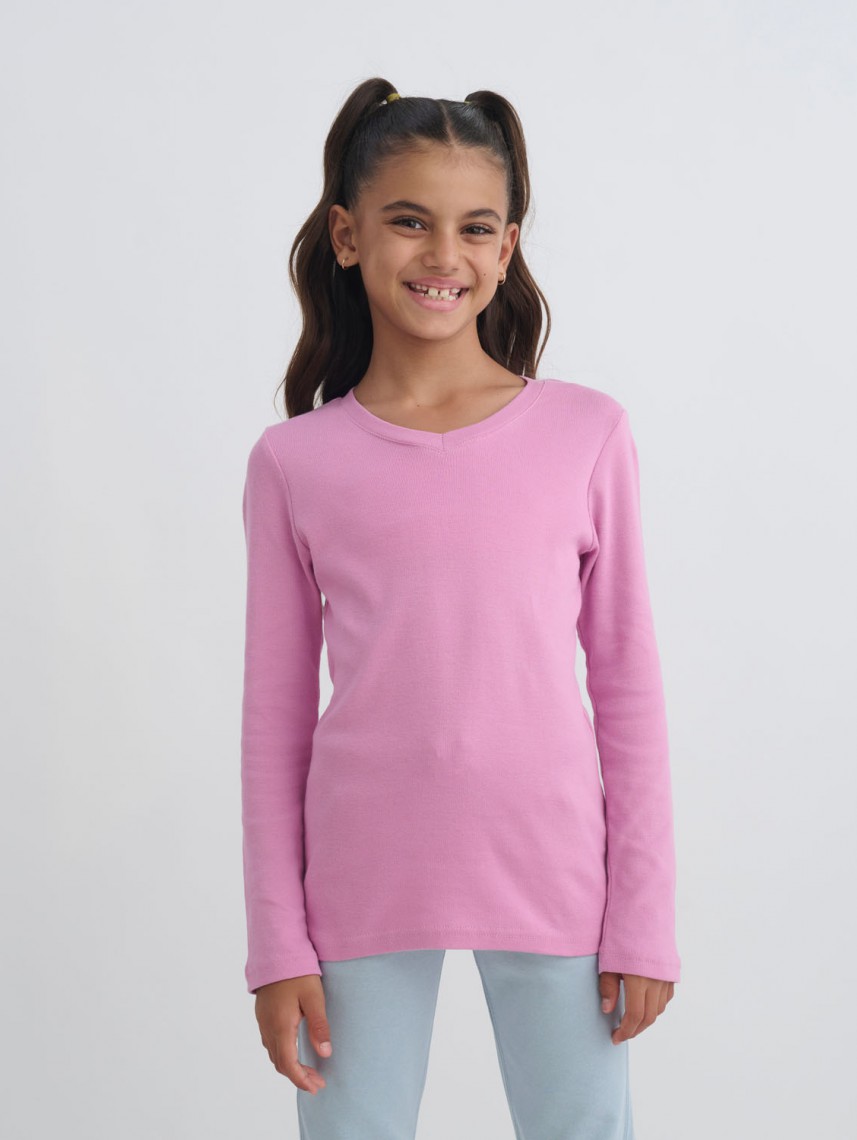 BASIC V NECK RIB-KIDS